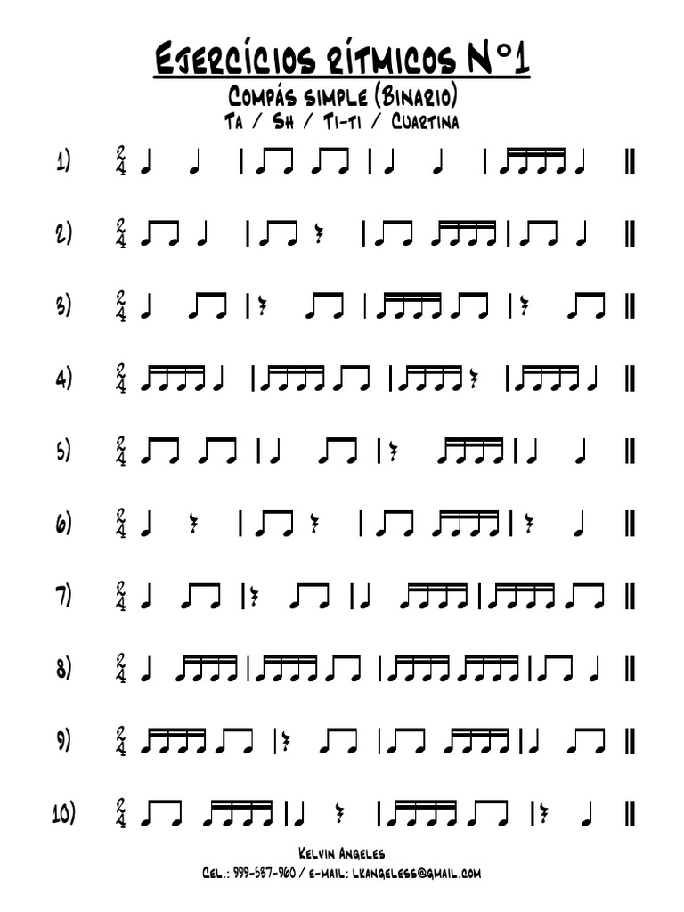 Ejercicios Rítmicos - Sílabas Rítmicas N.1 | PDF