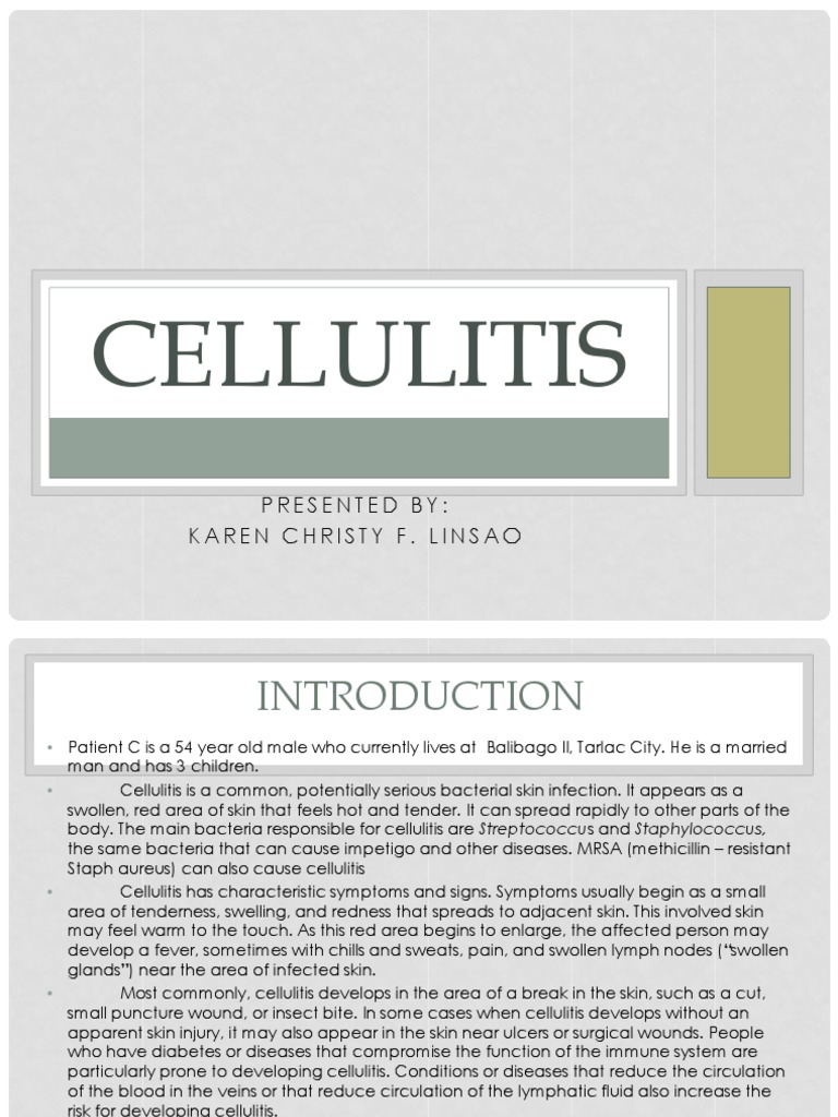 Cellulitis | PDF | Diseases And Disorders | Health Sciences