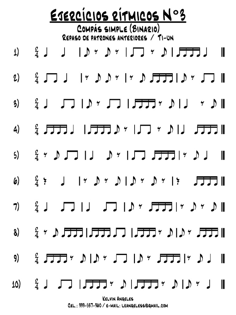 Ejercicios Rítmicos - Sílabas Rítmicas N.3 | PDF