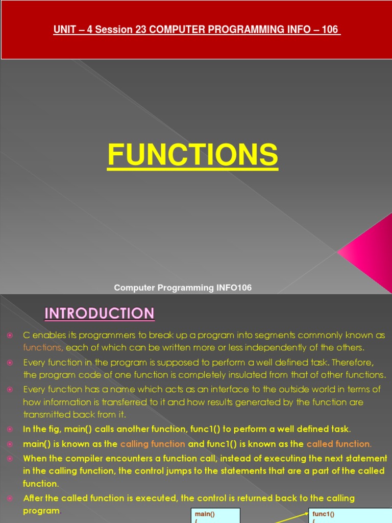 Functions Pdf Parameter Computer Programming Subroutine