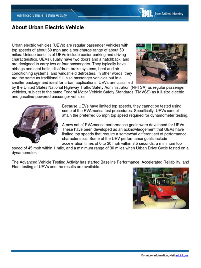 About Urban Electric Vehicle: For More Information, Visit | PDF