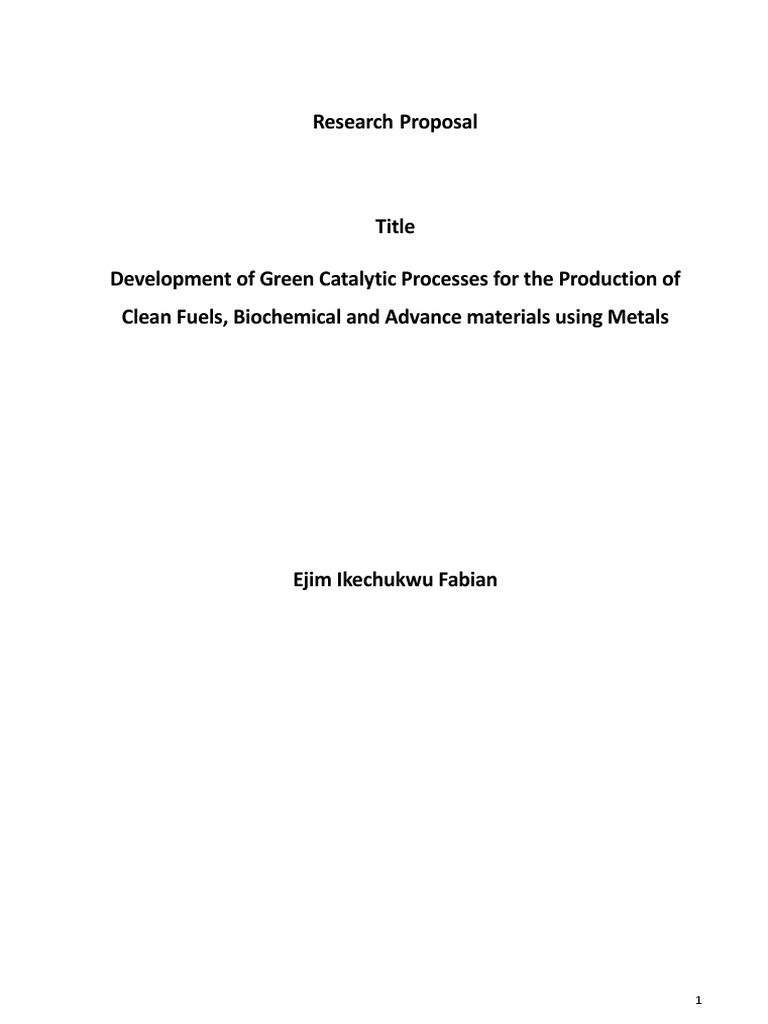 Research Proposal | PDF | Catalysis | Chemical Reactions