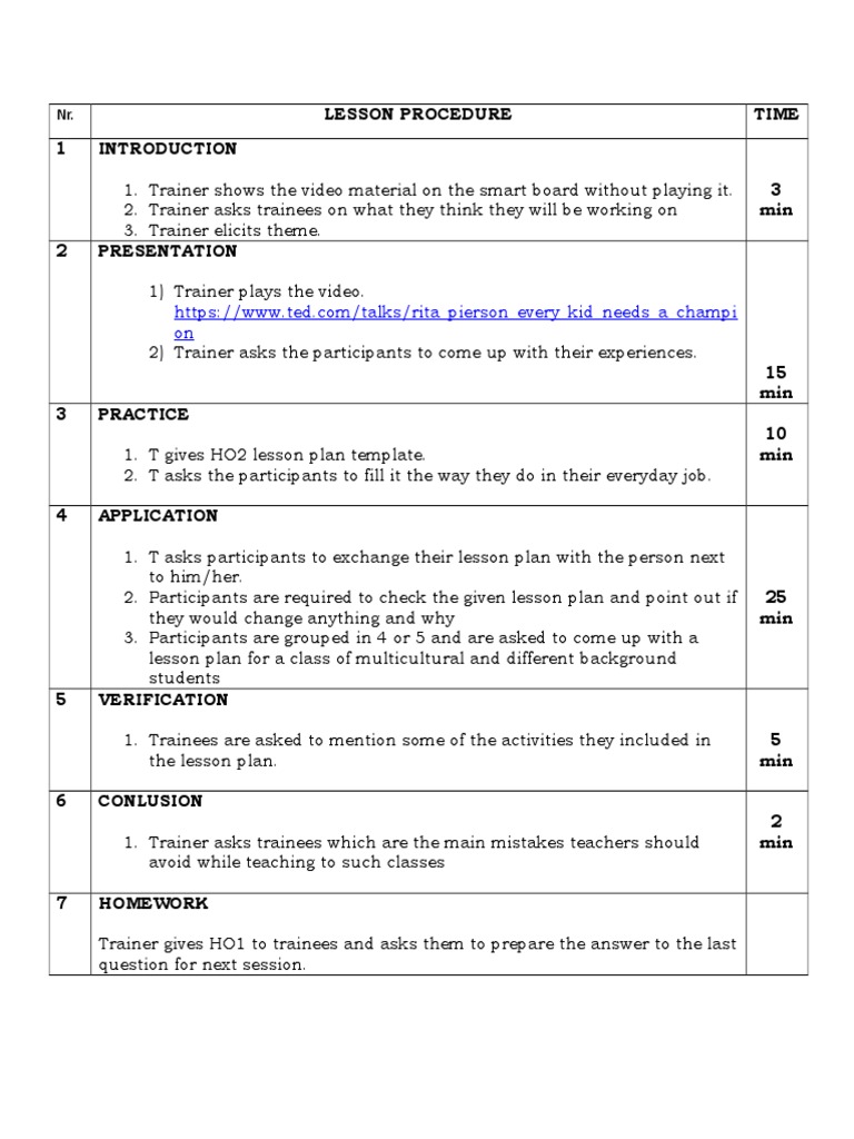 LESSON PROCEDURE Empowering Minds. Transforming Lives | PDF | Lesson ...