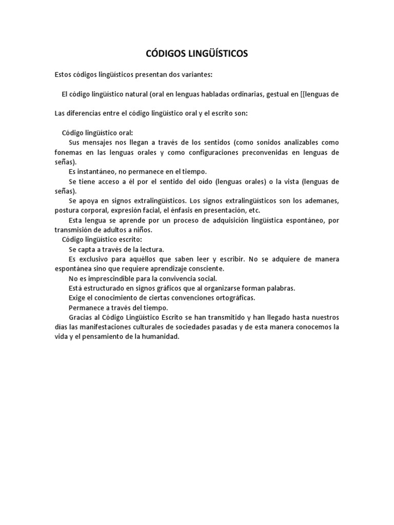 Códigos Lingüísticos | PDF