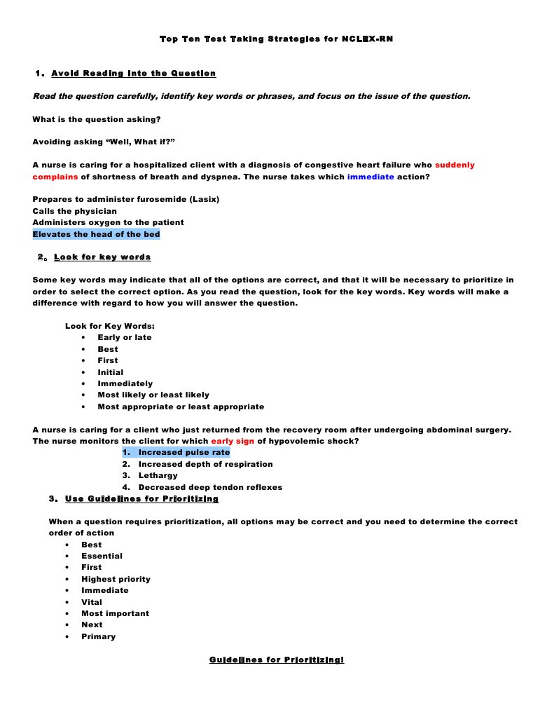 Test Taking Strategies For The NCLEX | PDF | Nursing | Clinical Medicine