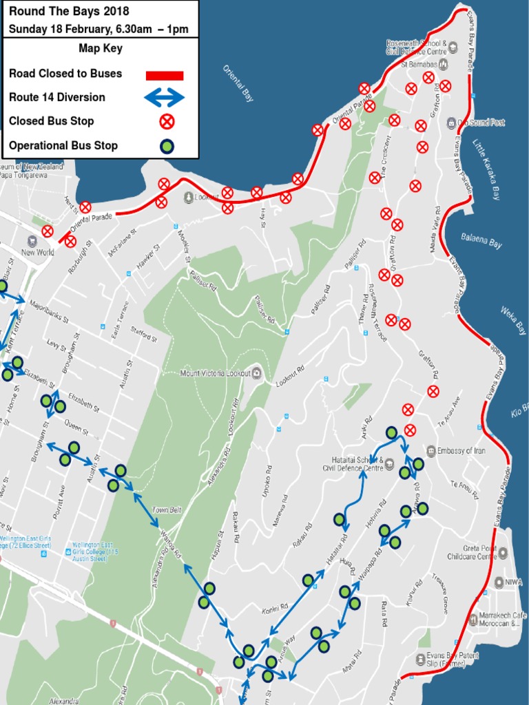 Round The Bays 2018 Diversion Map PDF | PDF