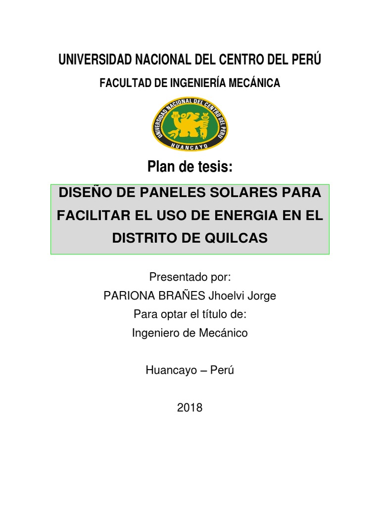 Diseño de Paneles Solares en Quilcas | PDF | Energía solar | Temperatura