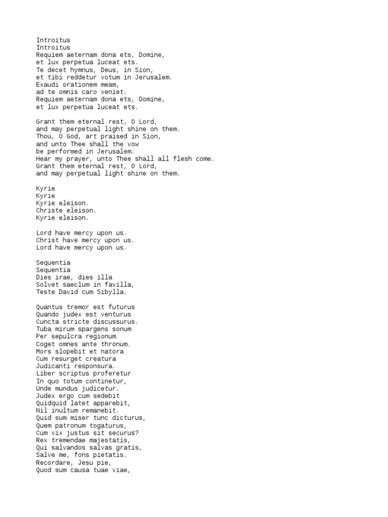 Mozart Requiem | PDF | Christian Worship And Liturgy | Mass (Liturgy)