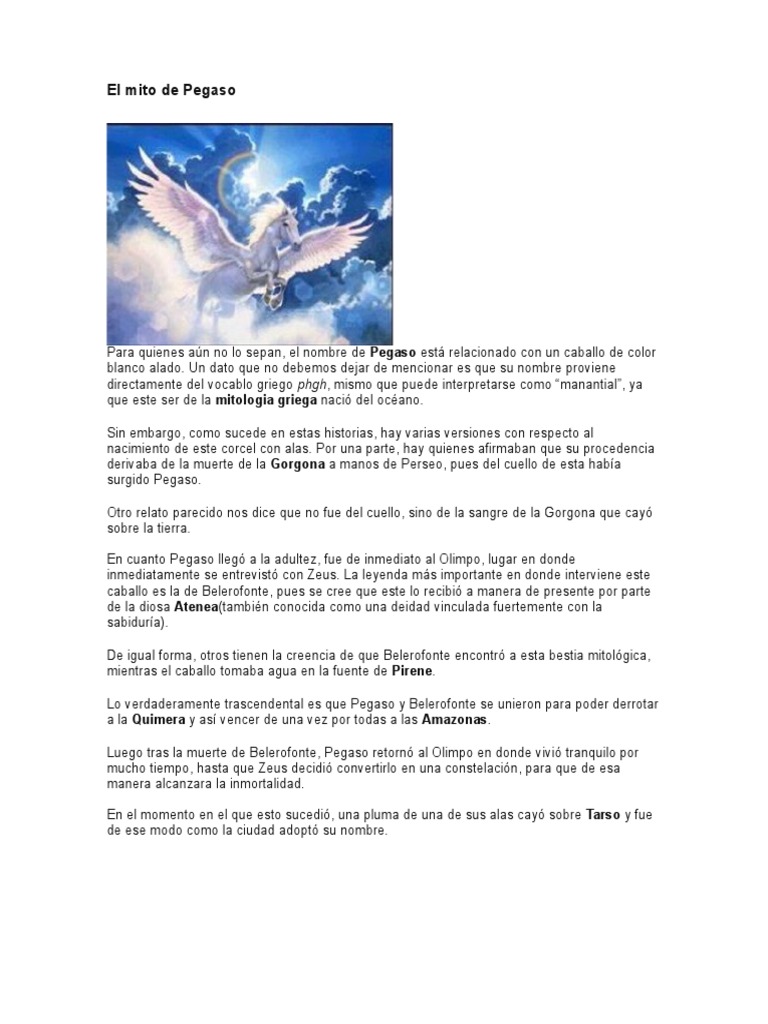 El Mito de Pegaso | PDF | Perséfone | infierno