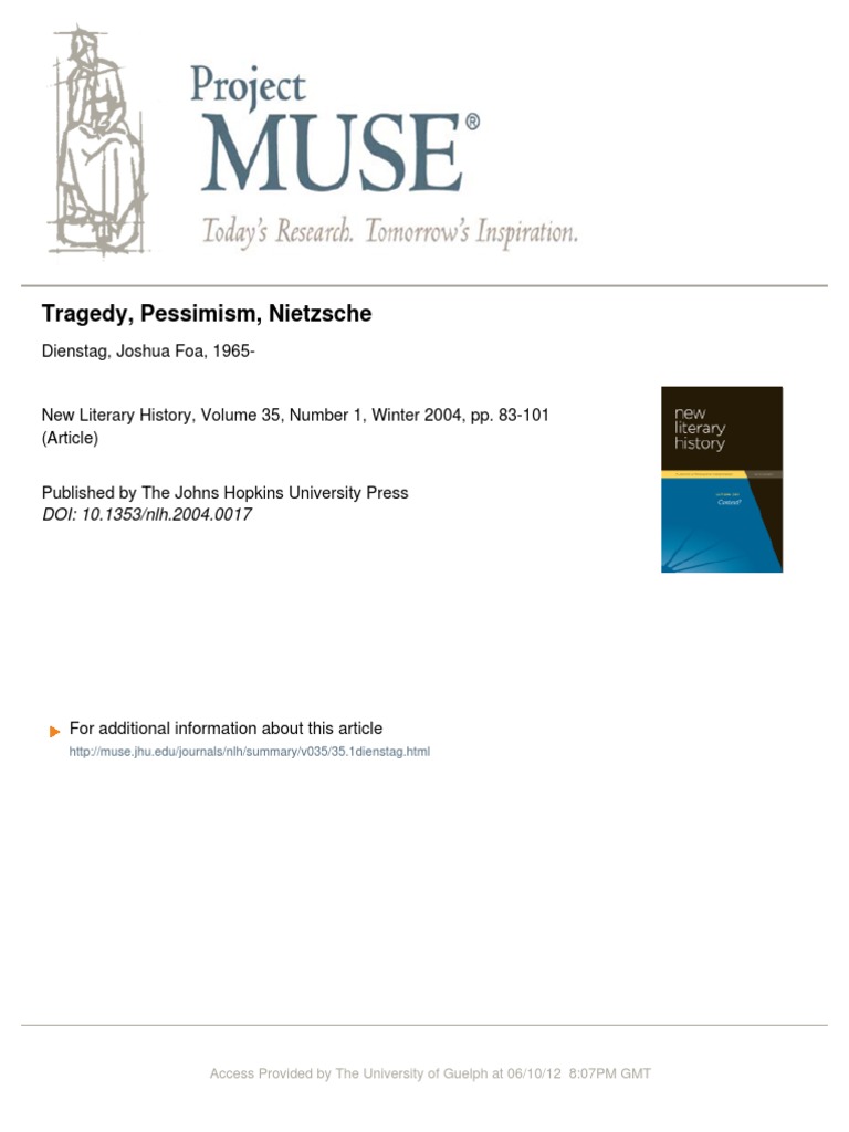Dienstag, Tragedy, Pessimism, Nietzsche | PDF | Pessimism | Friedrich ...