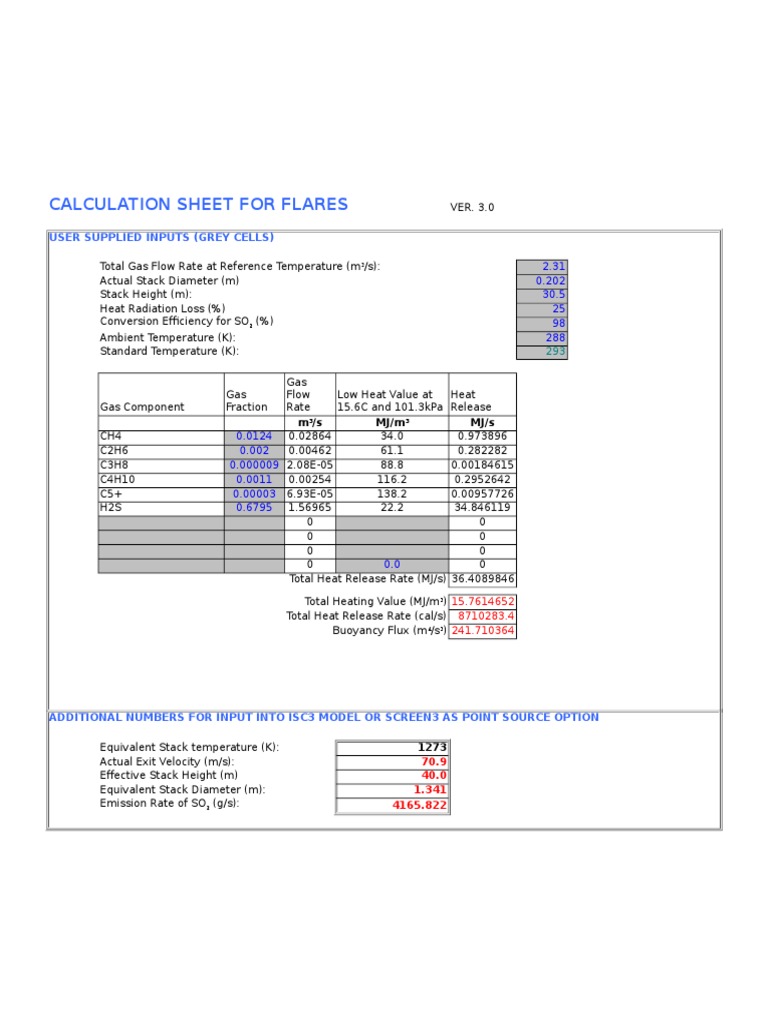 Flare Calc Sheet | PDF | Heat | Mechanical Engineering