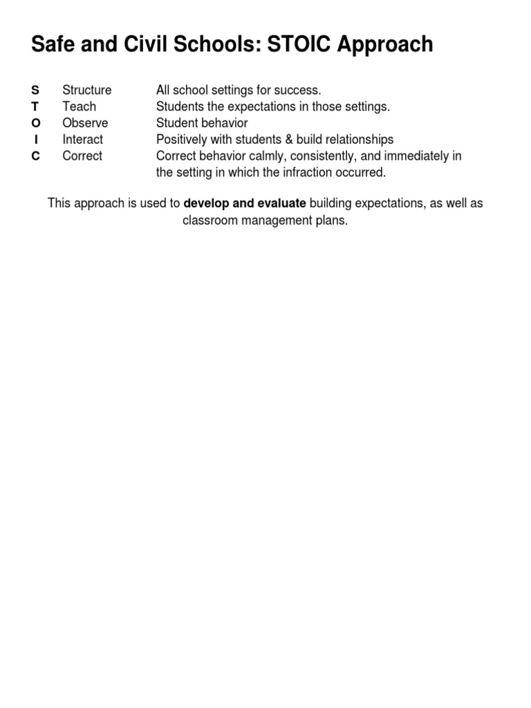 STOIC Approach for School Success | PDF | Wellness