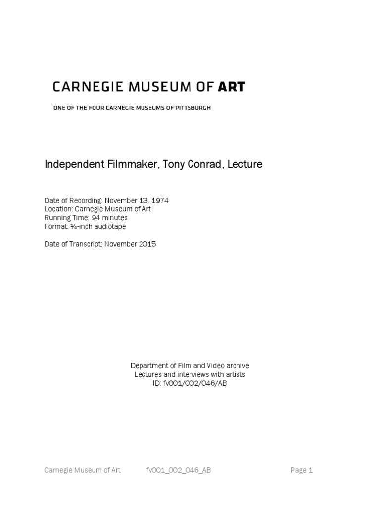 Tony Conrad Carnegie Museum Transcript | Download Free PDF | Nucleic ...