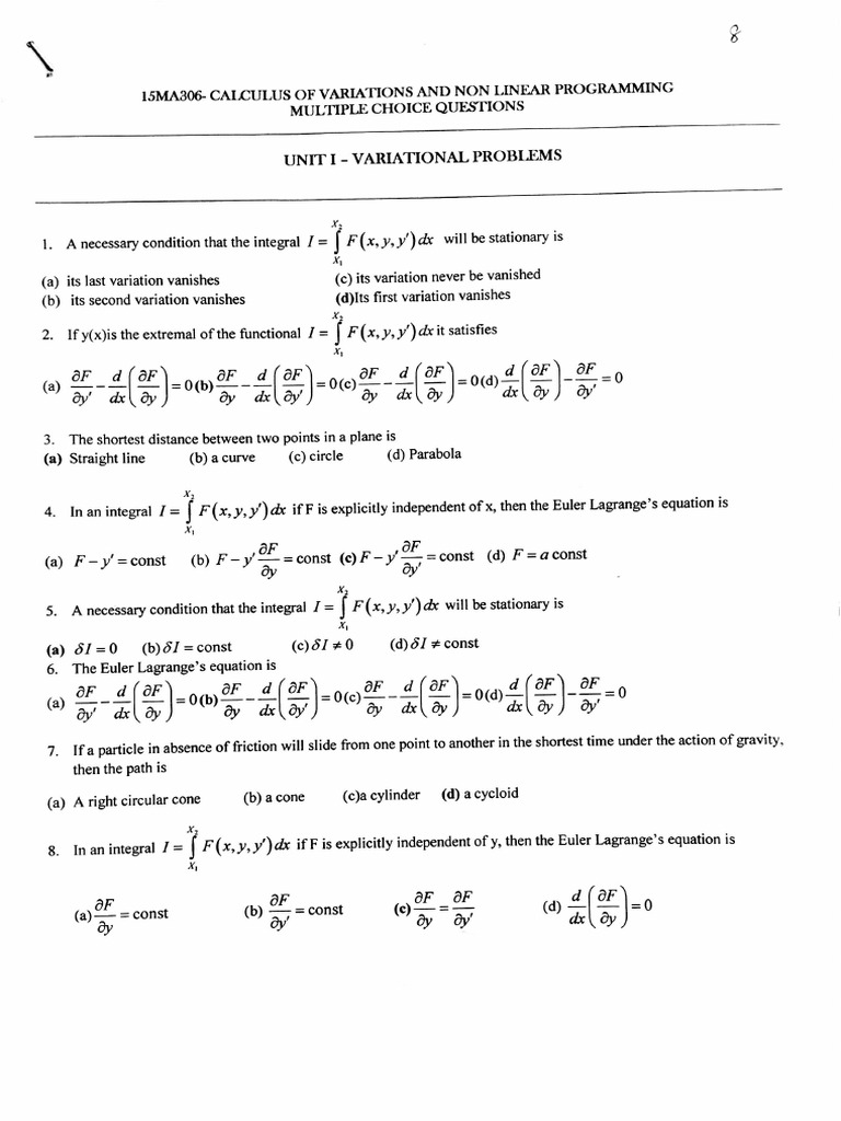 Maths MCQ Unit1-5 Sem6 | PDF