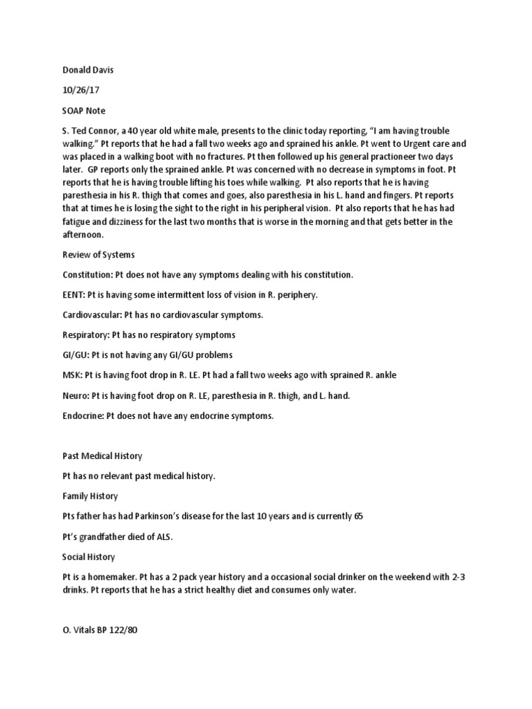 10-26 Soap Note | PDF | Anatomical Terms Of Motion | Health Sciences