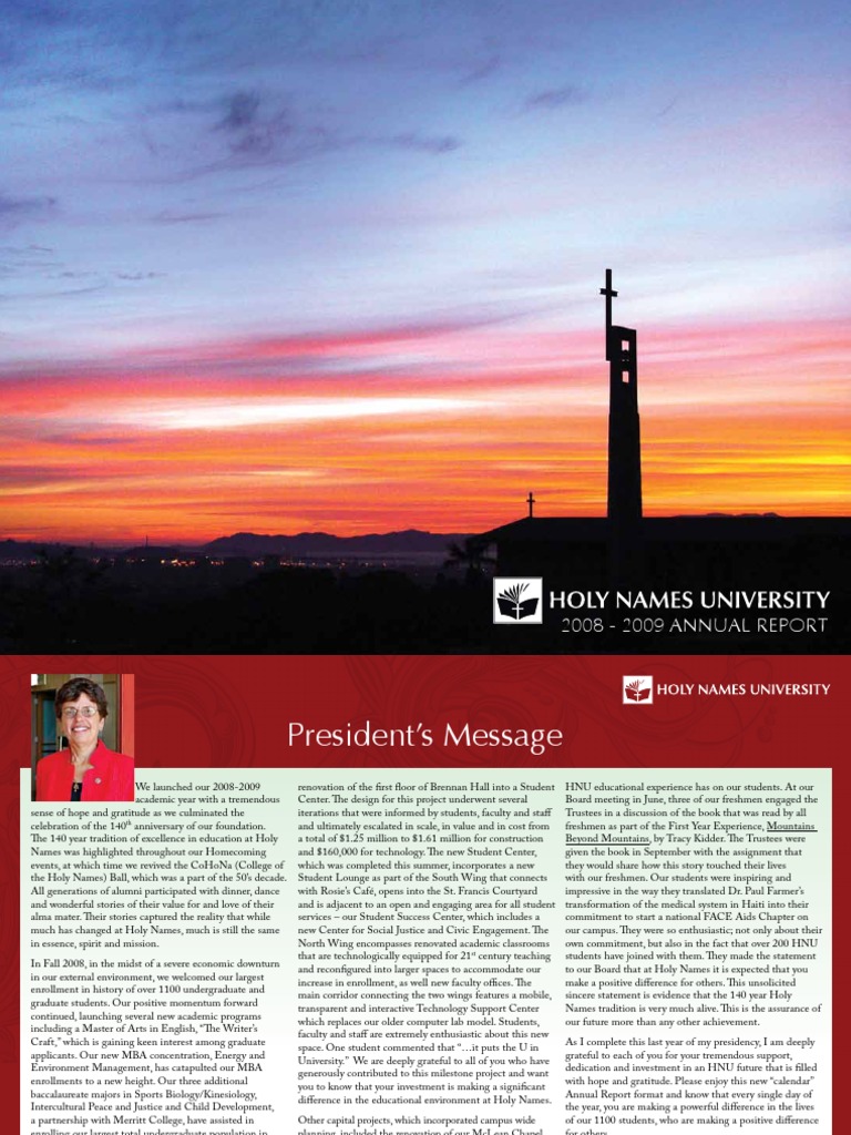 Holy Names University Annual Report 2008-09 | PDF | Academia