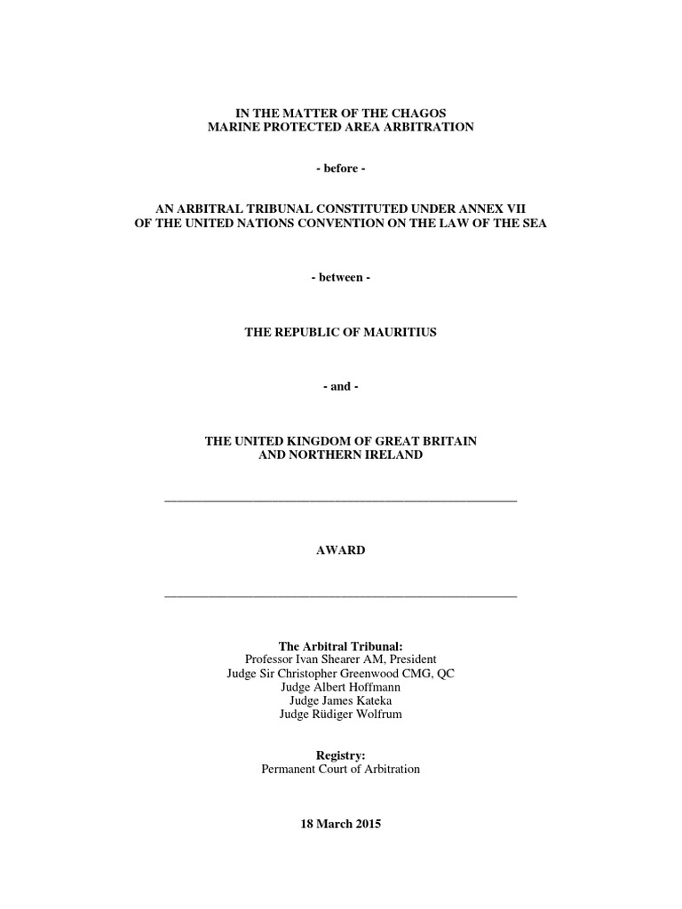 Mauritius v. UK | PDF | Mauritius | Exclusive Economic Zone