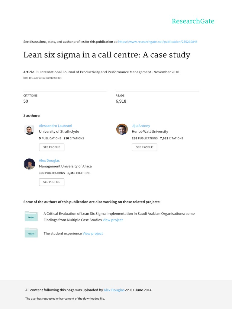Lean Six Sigma in A Call Centre A Case Study PDF | PDF | Lean ...