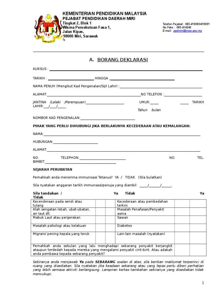 Borang Deklarasi PPD | PDF