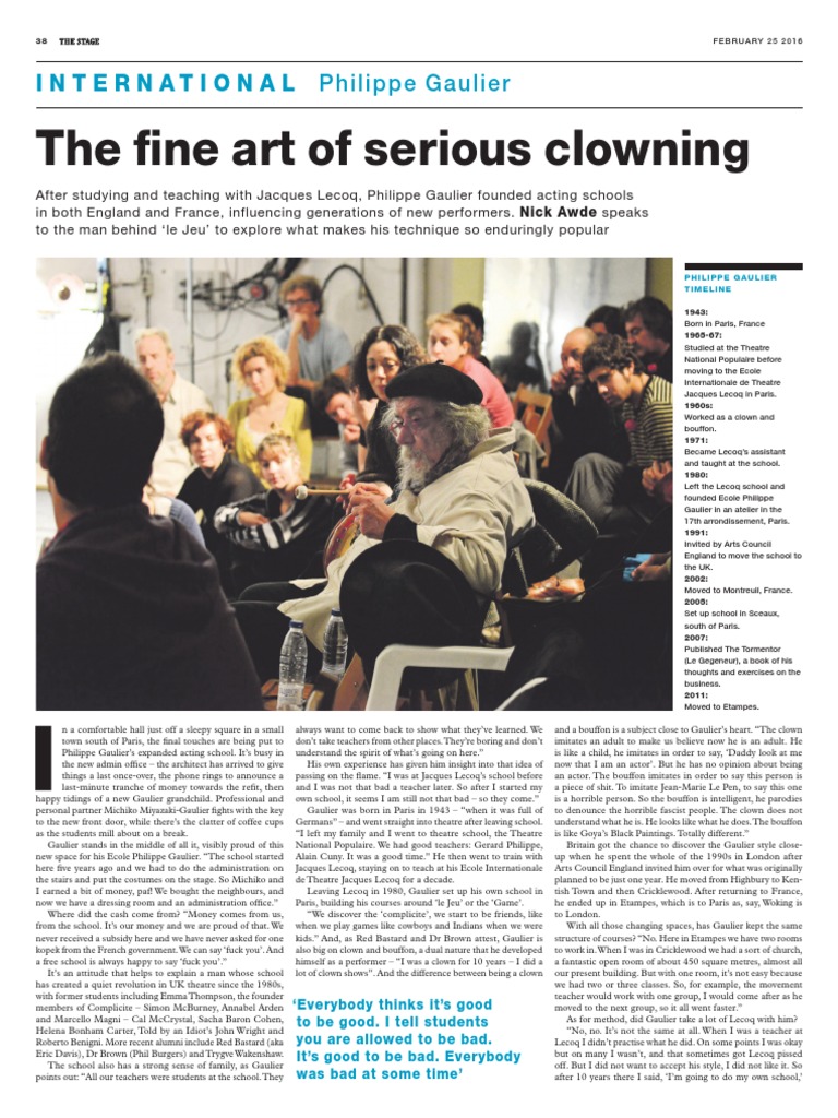 Philippe Gaulier - Reportagem | PDF | Performing Arts | Theatre