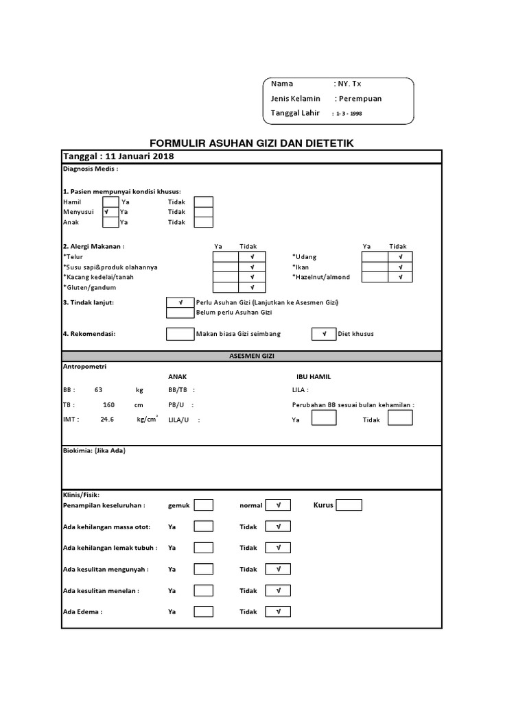 Formulir Asuhan Gizi Dan Permintaan Konseling Gizi Terbaru Kasus 120118 ...