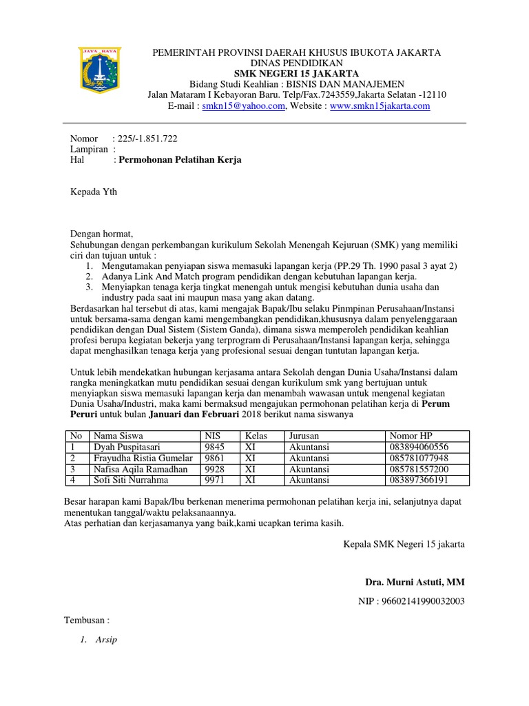 Permohonan Pelatihan Kerja | PDF