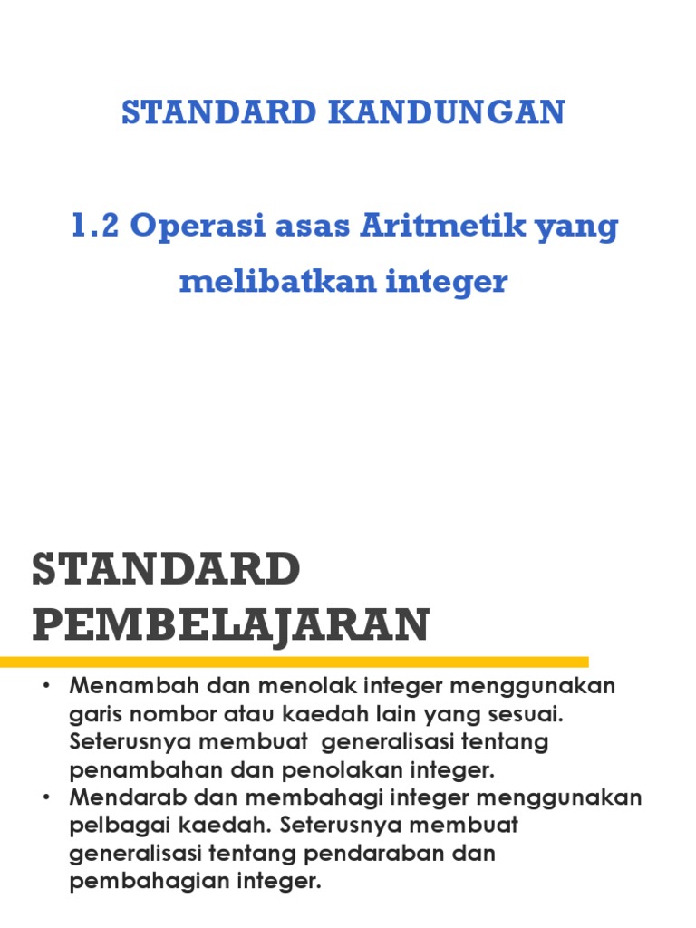 Panduan Operasi Aritmetik Integer | PDF | Metode & Bahan Ajar