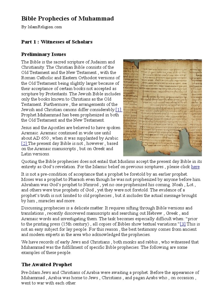 Bible Prophecies of Muhammad | PDF | Prophet | Jesus In Islam