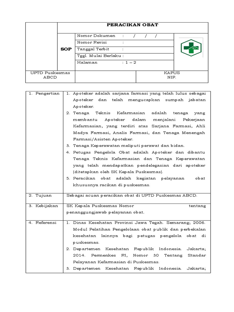 Spo Peracikan Obat Fix | PDF