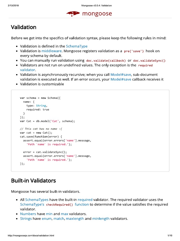 Mongoose Validation Pdf