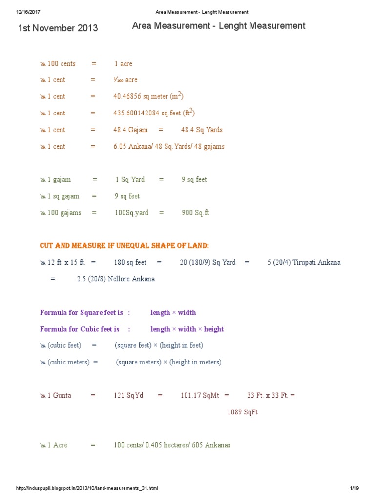 Land Measurement Conversions in Telugu | PDF | Acre | Yard