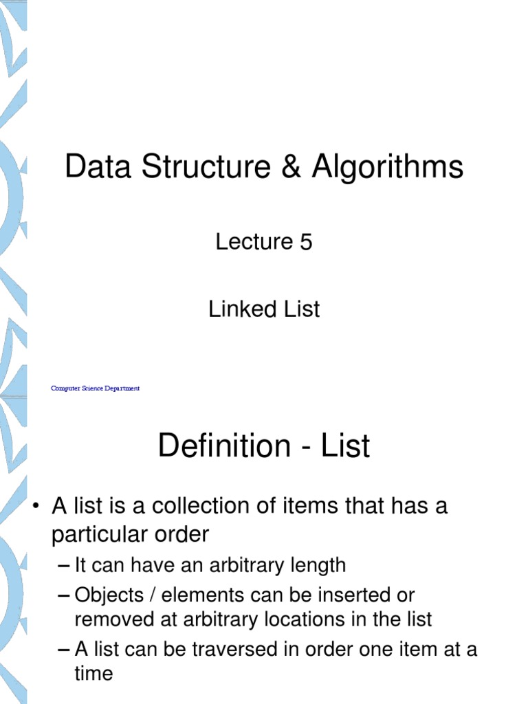Lecture 11 12 - DS - Linked List | PDF | Array Data Structure | Pointer (Computer Programming)
