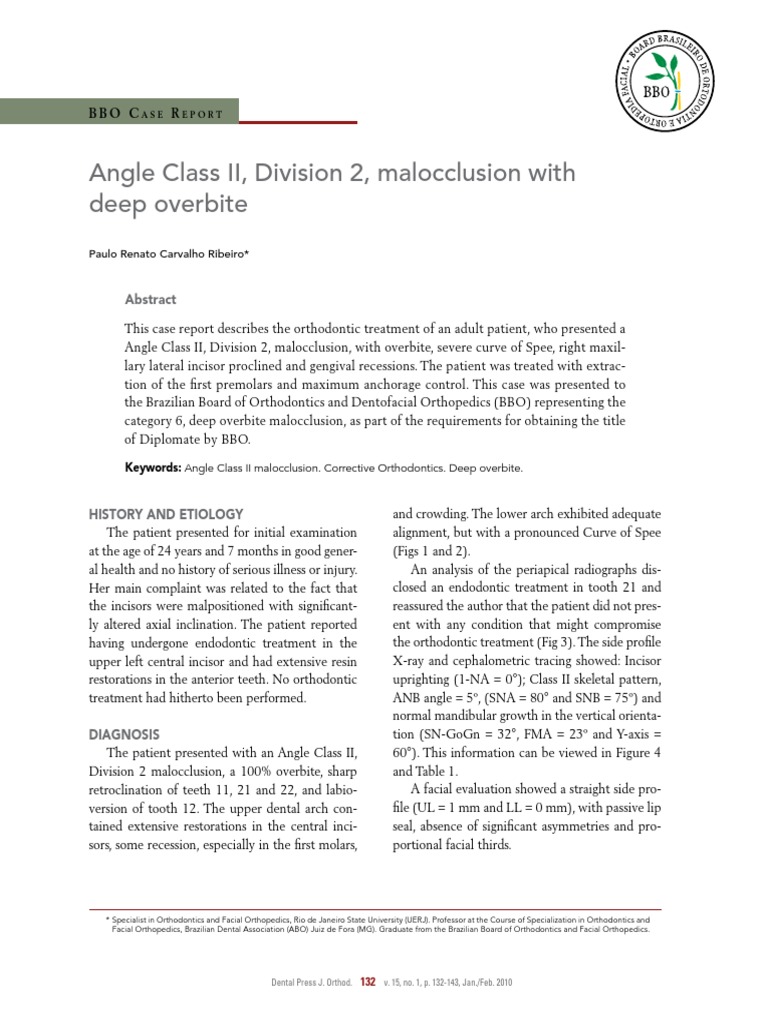 Angle Class II, Division 2, Malocclusion With Deep Overbite | PDF ...