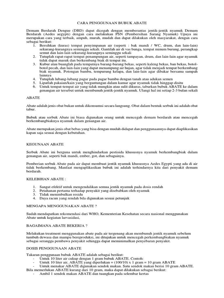 Panduan Penggunaan Bubuk Abate | PDF | Griya & Taman