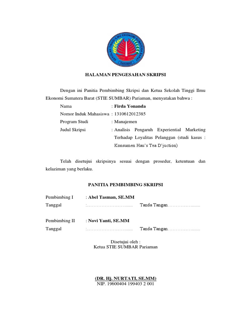 Halaman Pengesahan Skripsi | PDF