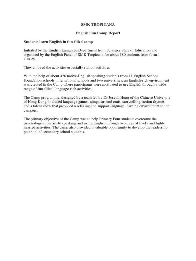 English Camp Report | PDF