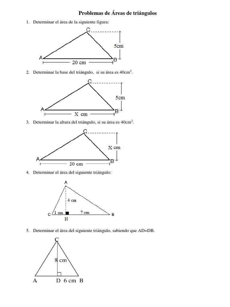 Problemas de Áreas de Triángulos | PDF | Triángulo | Geometría del ...
