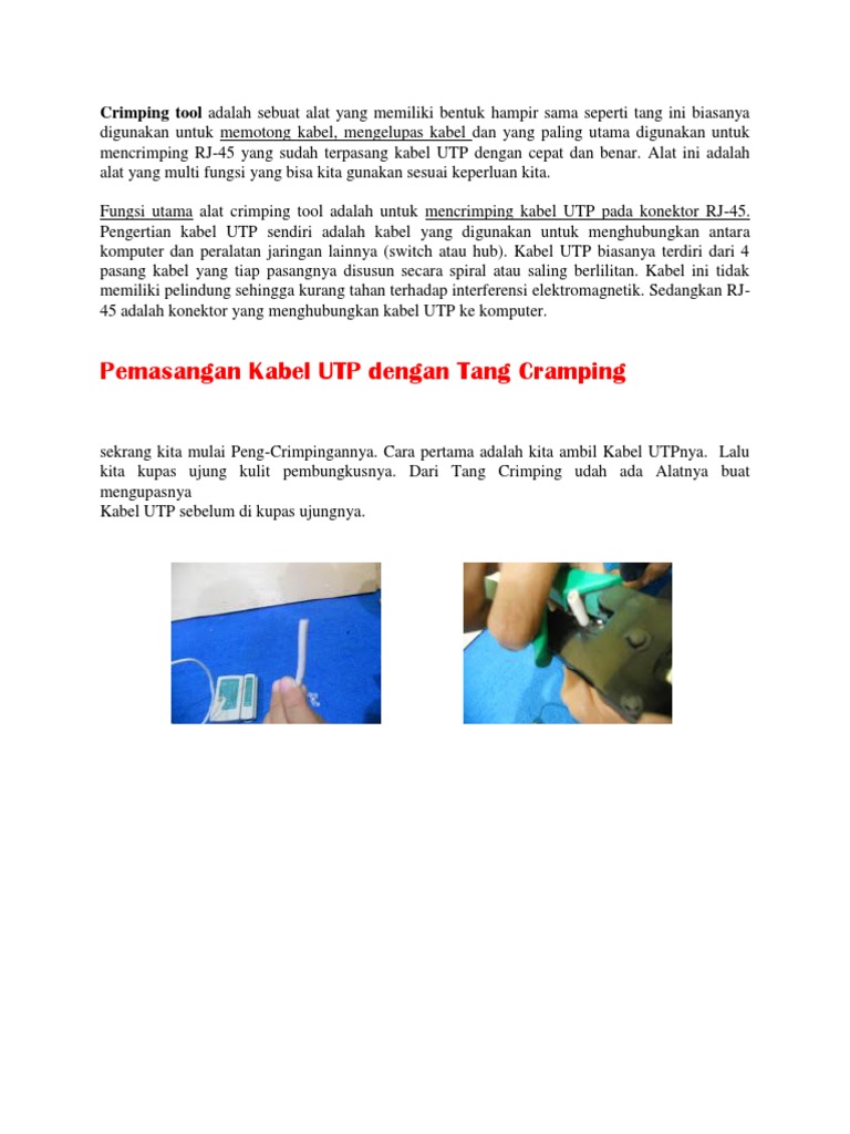Fungsi dan Cara Penggunaan Crimping Tool | PDF