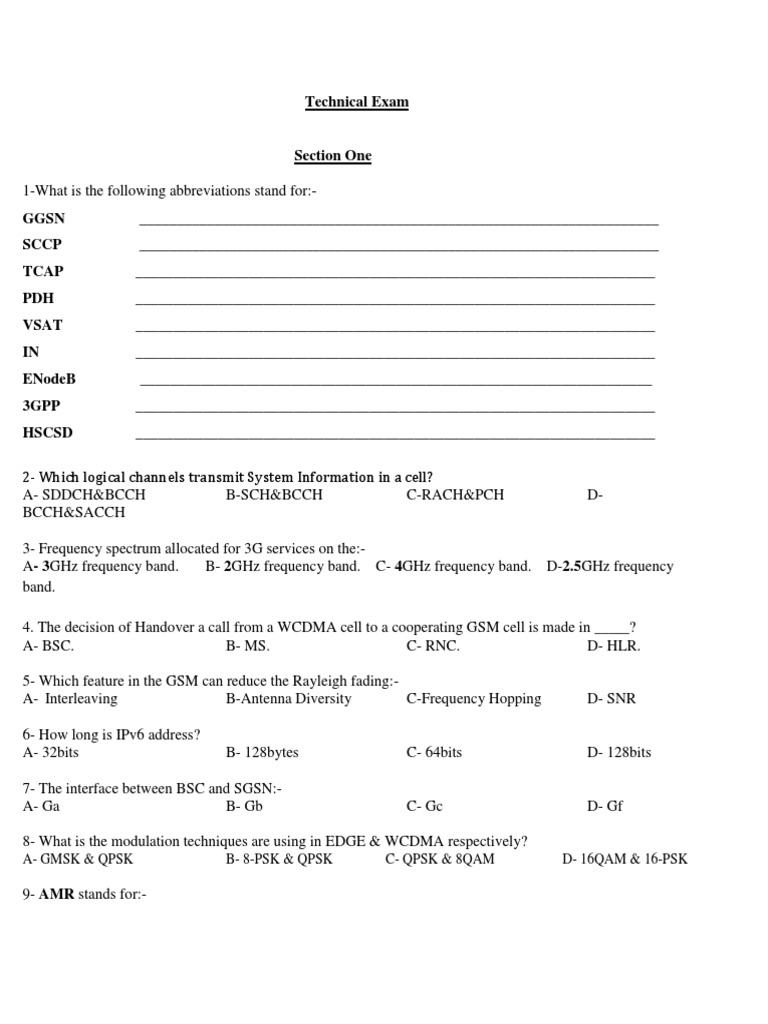 Tech Exam | Download Free PDF | Telecommunications | Physical Layer ...