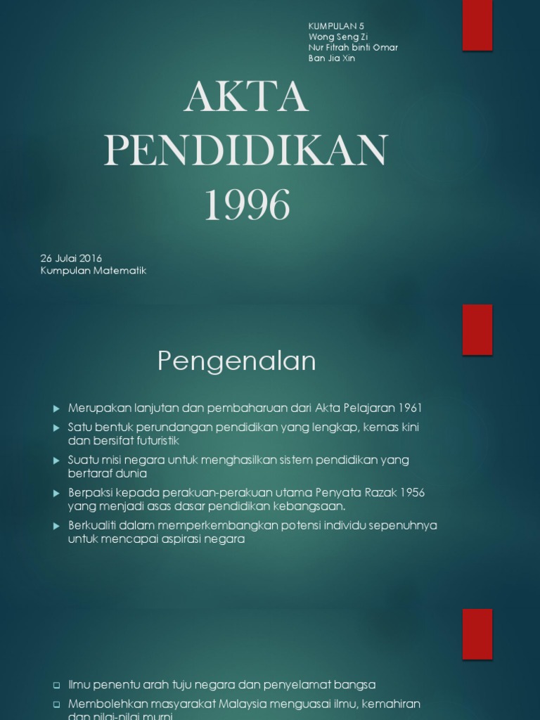 Akta Pendidikan 1996 | PDF