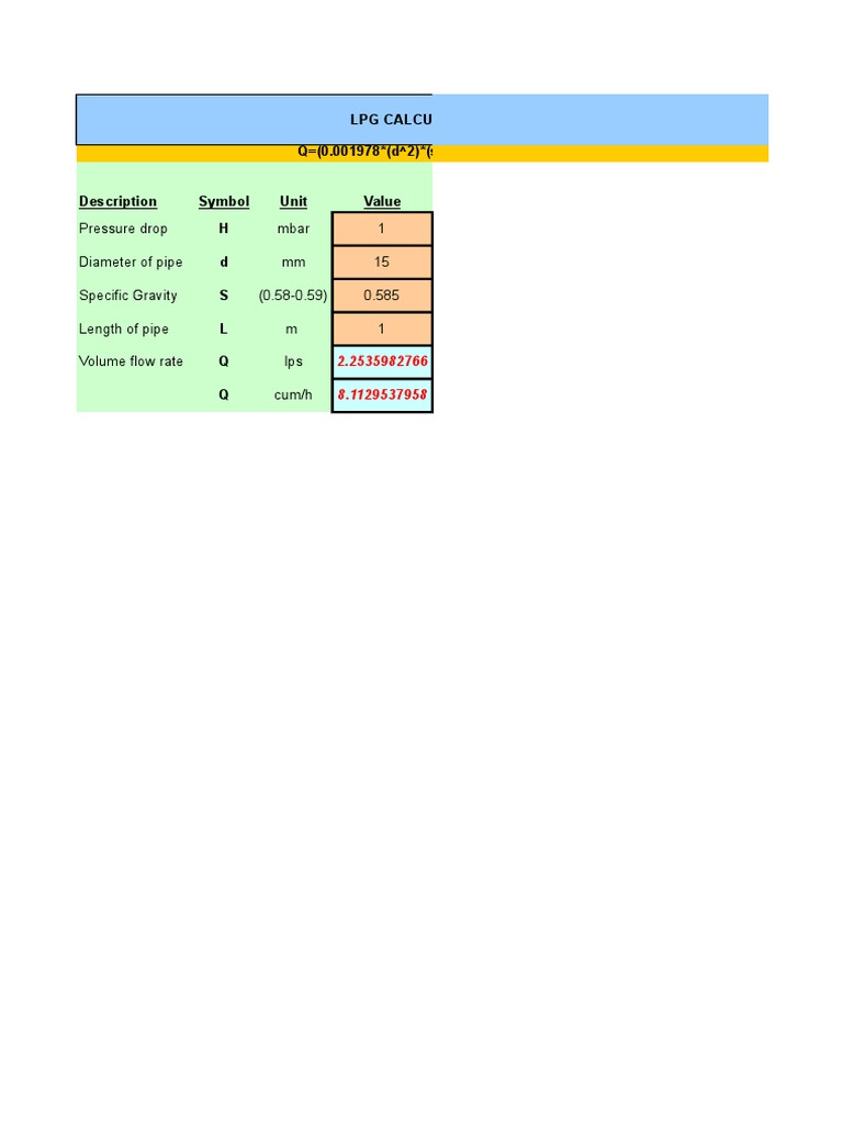 LPG Flow Rate and Pressure Drop Calculations | PDF | Hvac | Physical ...