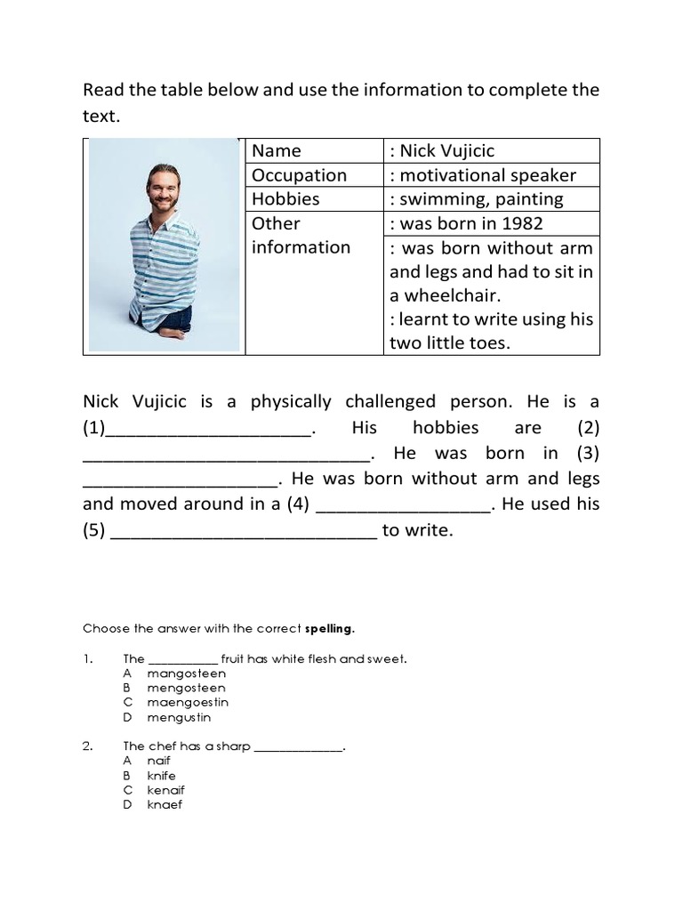Nick Vujicic Writing