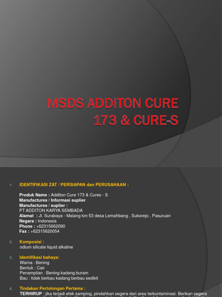 Msds Additon Cure 173, Cure-S & Mop | PDF