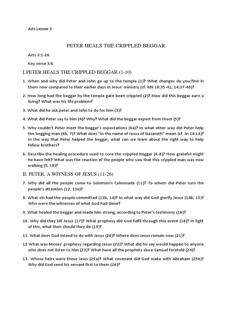 I. Peter Heals The Crippled Beggar (1-10) | PDF | John The Baptist ...