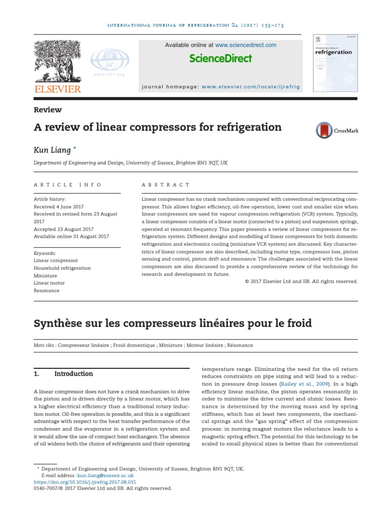 A Review of Linear Compressors For Refri 2017 International Journal of ...
