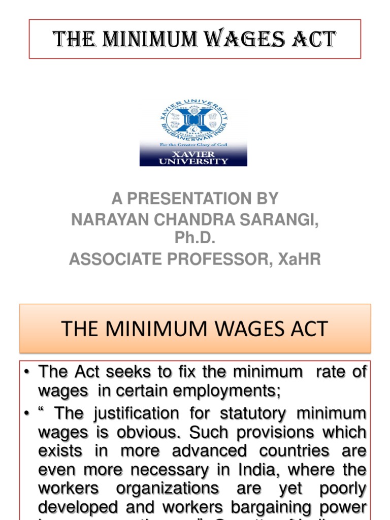 The Minimum Wages Act-ppt-2017 | Minimum Wage | Wage