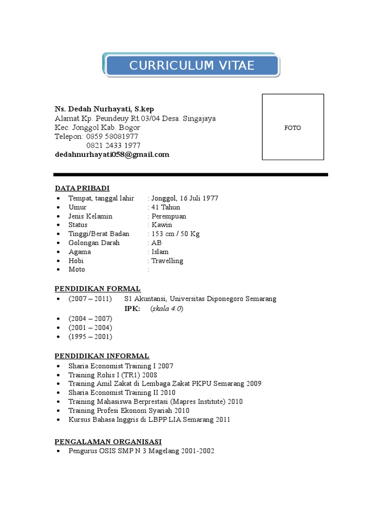 Contoh CV Informal dan Template Kosong | PDF