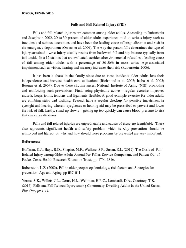 Falls and Fall Related Injury | PDF | Physical Exercise | Ageing