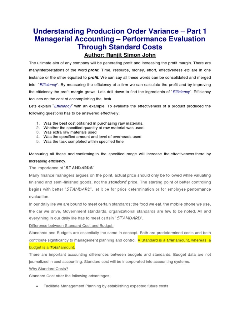 Production Variance | PDF | Debits And Credits | Inventory