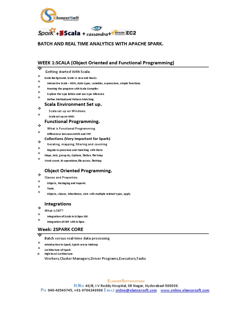 Apache Spark And Scala Course Content Pdf Apache Spark Scala Programming Language